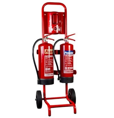 BUNDLE Double Trolley Stand Plus Fire Extinguishers Fire Alarm