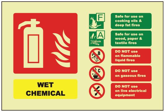 Wet Chemical ID Sign - Photoluminescent (Landscape) 150mm x 100mm